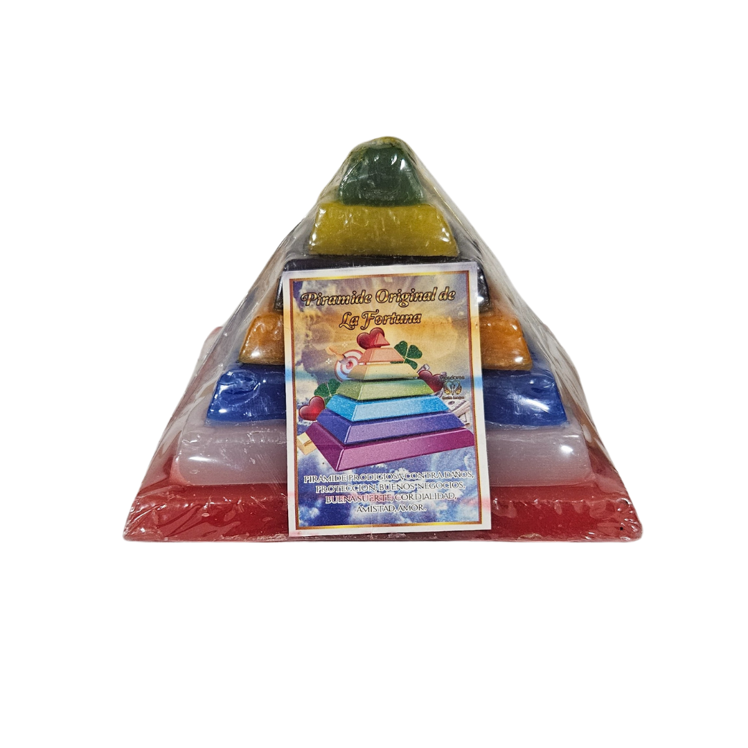 7 Color Pyramid Of Fortune Figure Candle / Piramide De Fortuna 7 Color