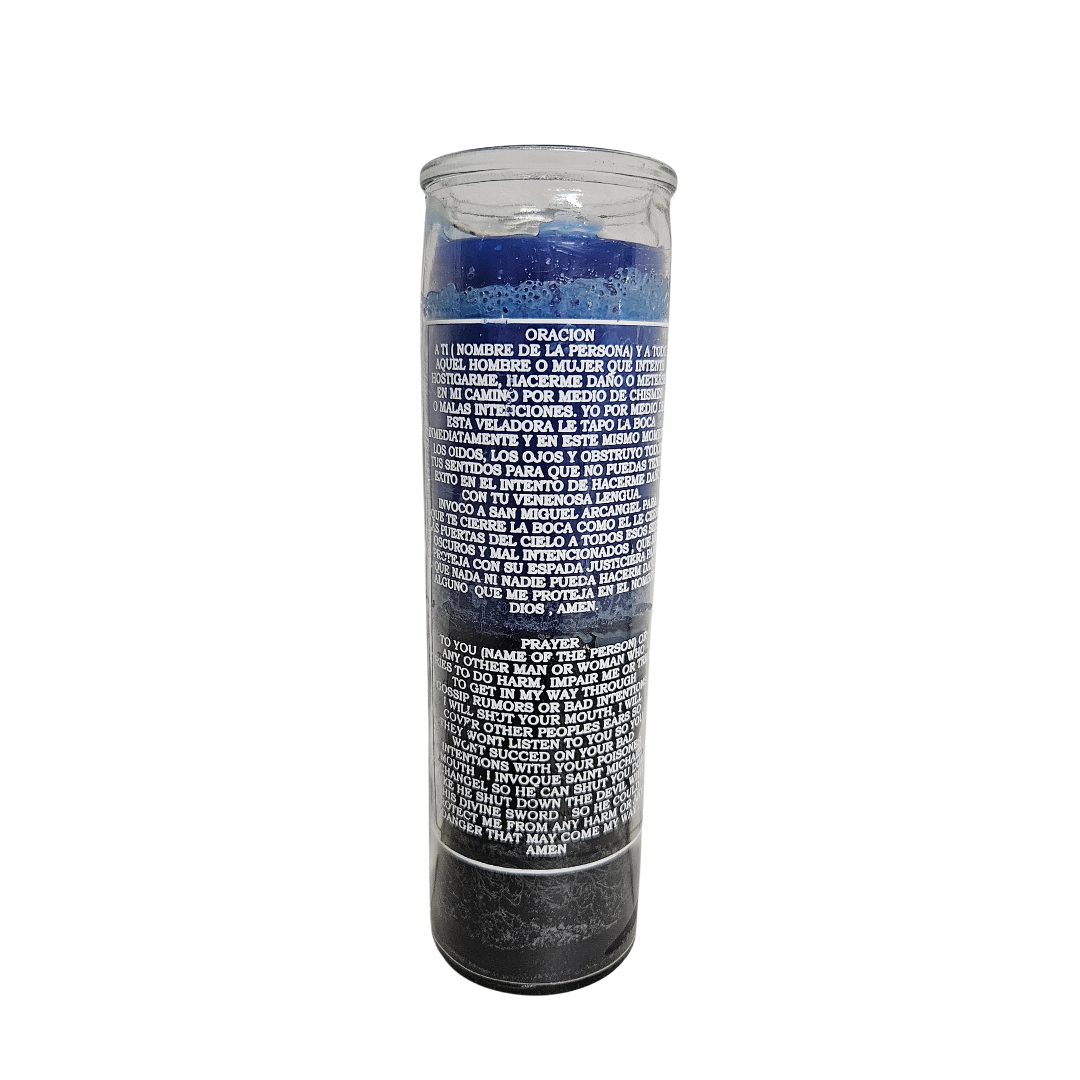 Tapa Boca Veladora Azul Y Negra / Shut up Blue And Black Ritual Candle