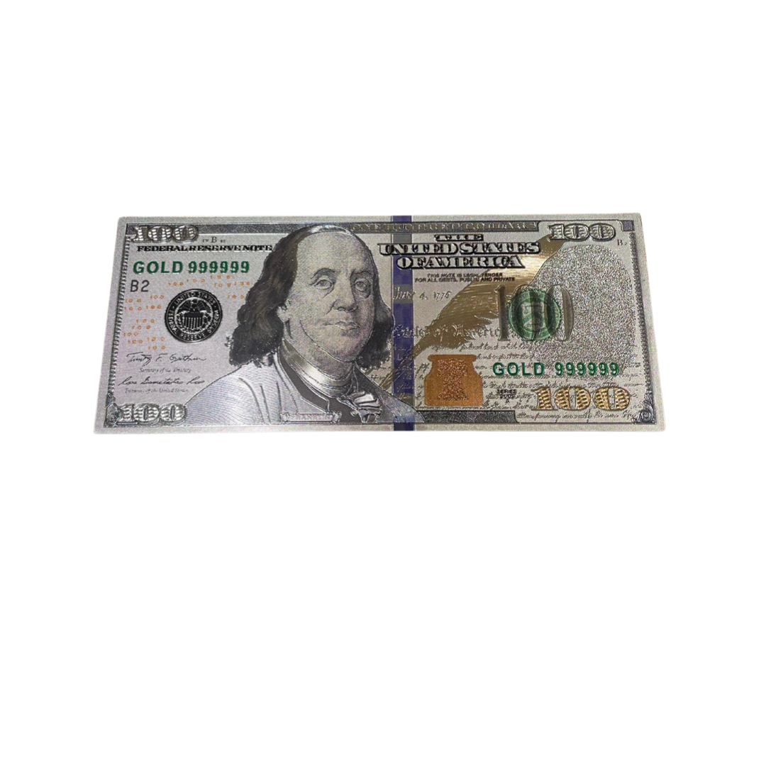 Silver 100 Dollar bill replica